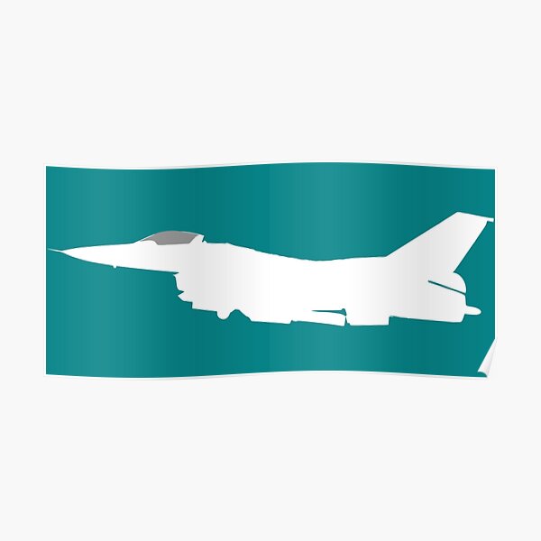 "Fighter Jet Aircraft Side-Cyan Background " Poster for Sale by ...
