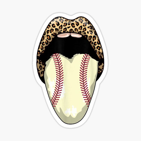 "Softball Baseball Mom Leopard Lips Print Cheetah Pattern" Sticker for ...