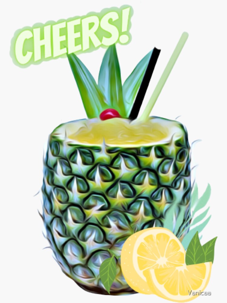 " Cocktail Ananas Sticker" Sticker for Sale by Vanicaa | Redbubble
