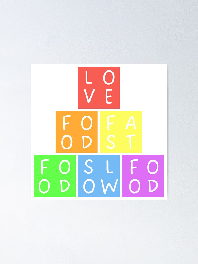 "Love food, fast food, slow food - Pyramid - Pastel rainbow colors ...