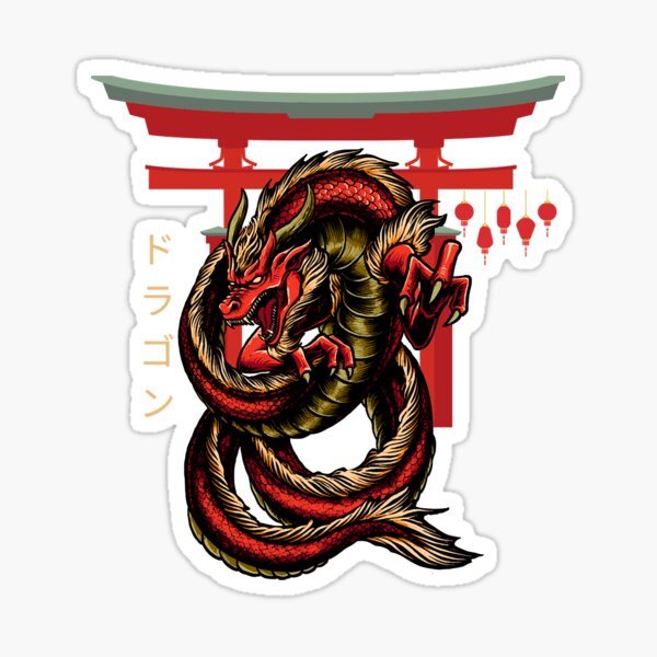 "Japanese Tokyo Dragon Asian inspired Neon retro 80’s" Sticker for Sale ...