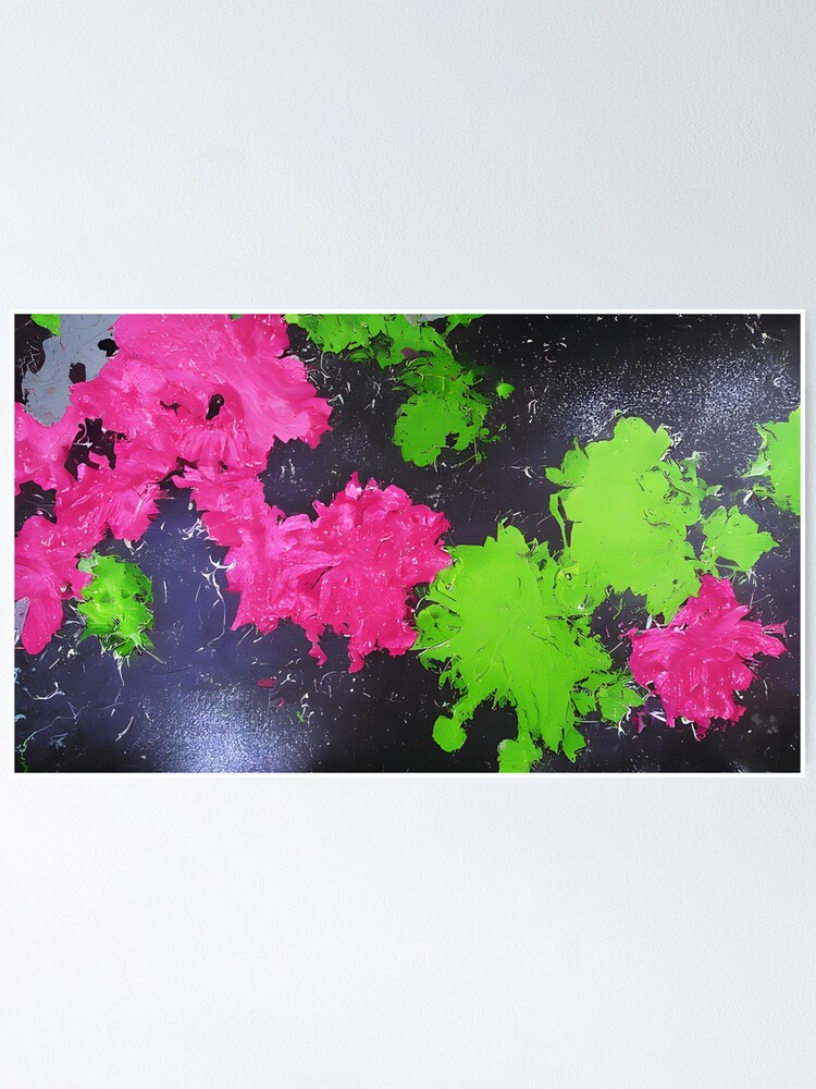 "Neon pink and green paint splatter" Poster for Sale by fizzribbit ...