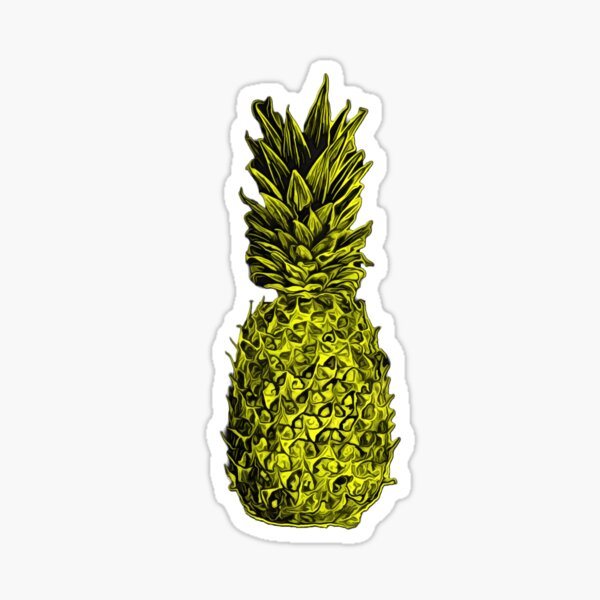 "Yellow Neon Pineapple Chunk" Sticker for Sale by Printableshop7 ...