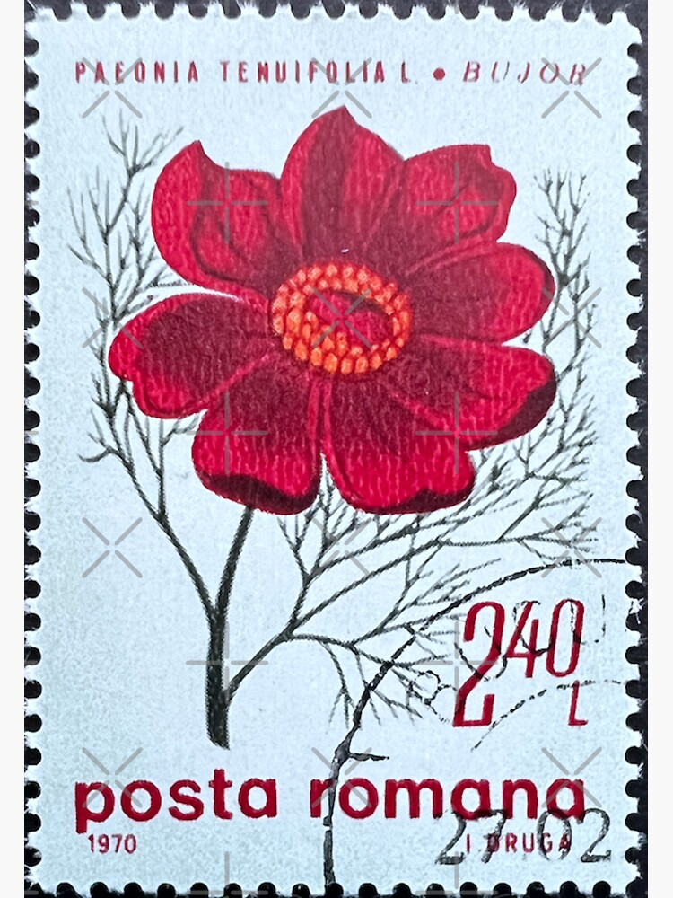 "Red Flower Vintage Postage Stamp" Sticker for Sale by Factory57 ...
