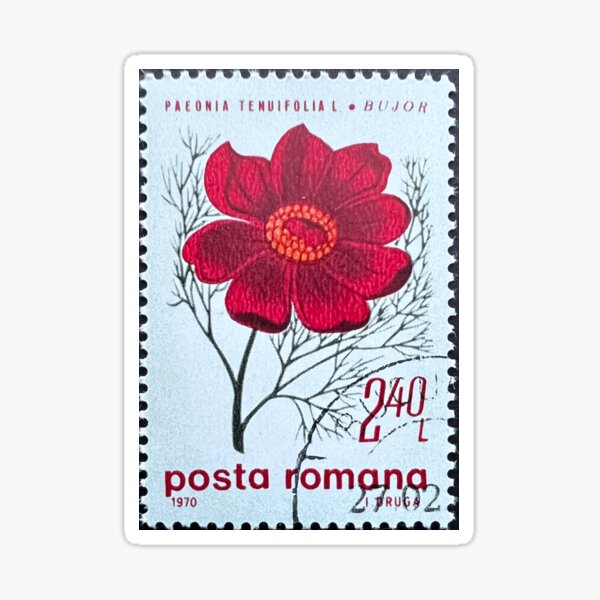 "Red Flower Vintage Postage Stamp" Sticker for Sale by Factory57 ...