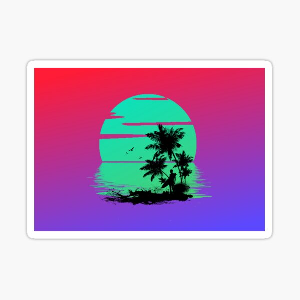 "Surf Neon Sunset Shop" Sticker for Sale by TWIXIC | Redbubble