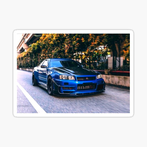 "Modified blue R34 - gtr" Sticker for Sale by shanilhasantha | Redbubble