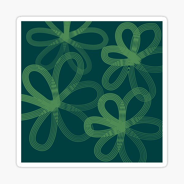 "Minimalist Linear Teal Green Floral Composition " Sticker for Sale by ...