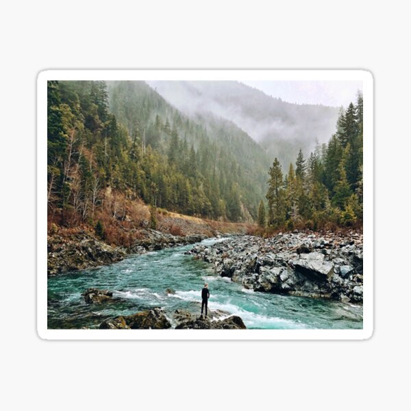 "Forest Photography - A man standing on jagged rocks in a fast-flowing ...