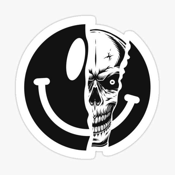 "Happy Smiling Skull Face - Grunge Smiley Face" Sticker for Sale by ...