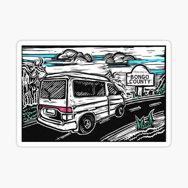 "Bongo county Mazda bongo linocut print design" Sticker for Sale by ...