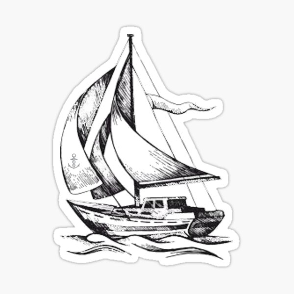 "White fisher boat Sailing outdoor Fisherman" Sticker for Sale by ...