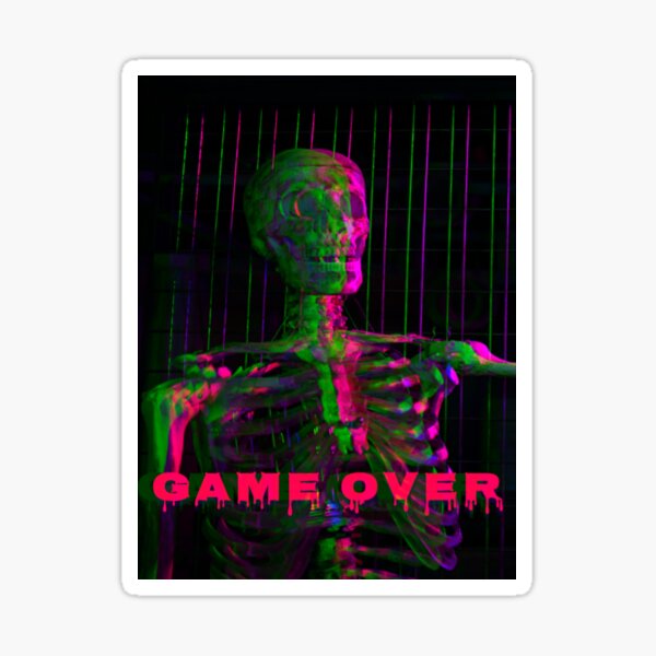 "Game Over Skeleton" Sticker for Sale by B1Alessandrath | Redbubble