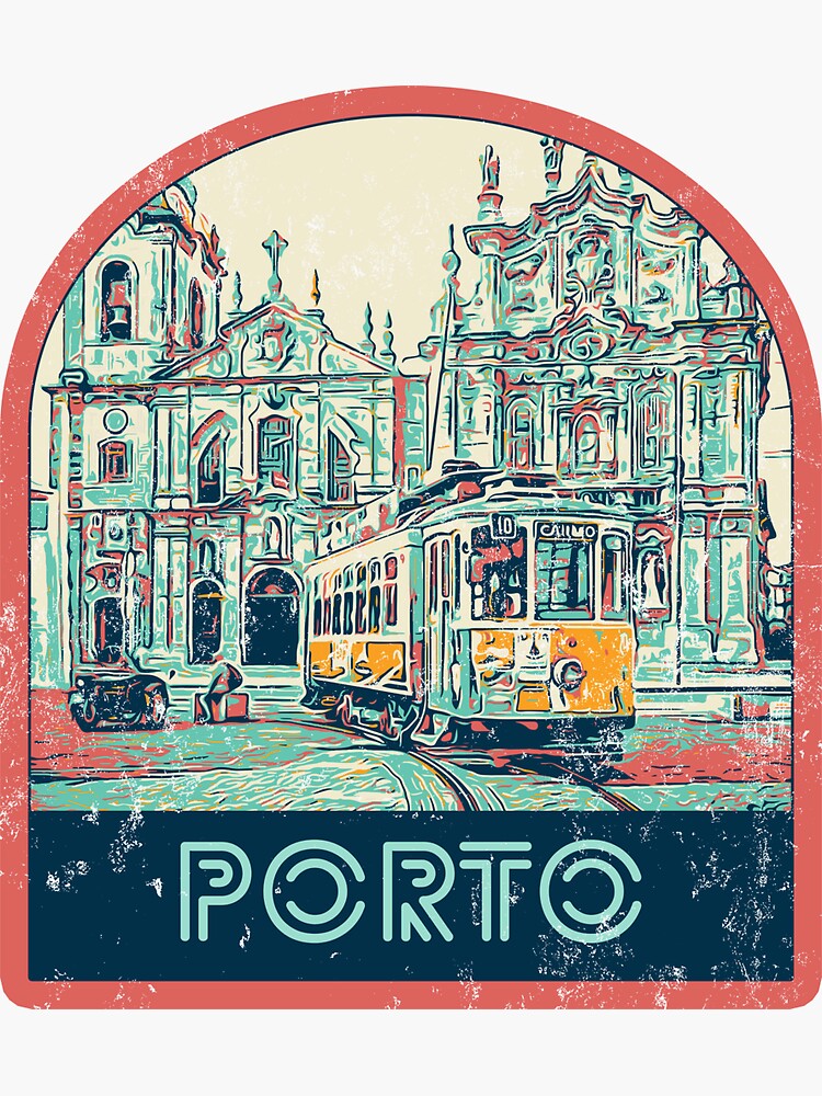 Sticker « Illustration rétro de Porto, décalque de voyage vintage Portugal », par Lemomo-Geo ...