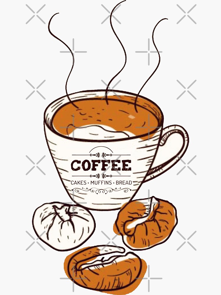 "coffee cakes muffins bread" Sticker for Sale by JK-bull | Redbubble