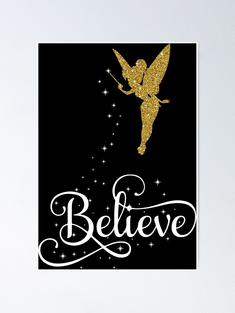 Póster «creer, oro Tinkerbell Magic Gold Glitter, Cute Fairy Gold ...