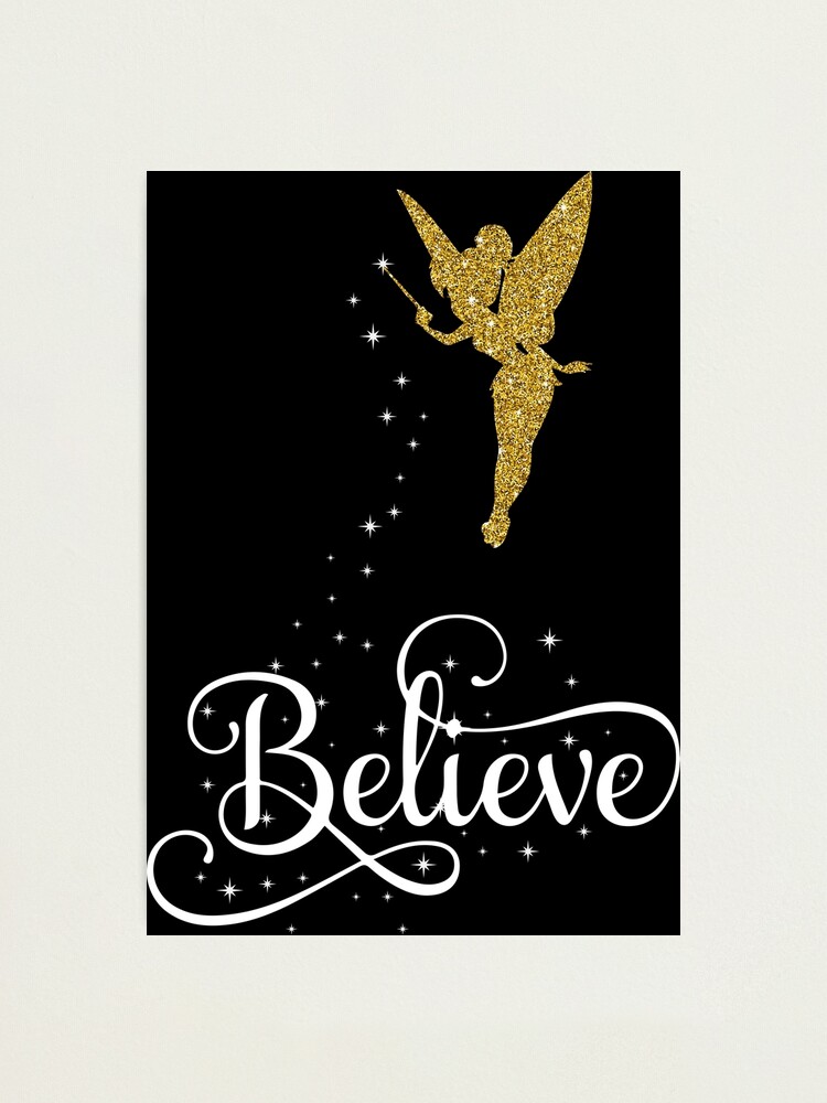"believe, golden Tinkerbell Magic Gold Glitter, Cute Fairy Gold Glitter ...