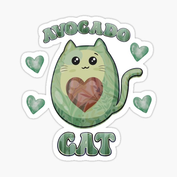 "Cute Avocado Cat" Sticker for Sale by HappyLifeCreate | Redbubble