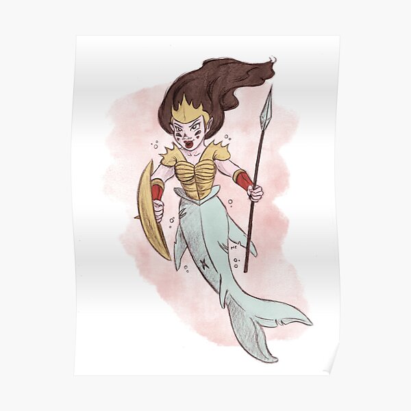 "Strong Mermaid Warrior" Poster for Sale by VanillaMichael | Redbubble