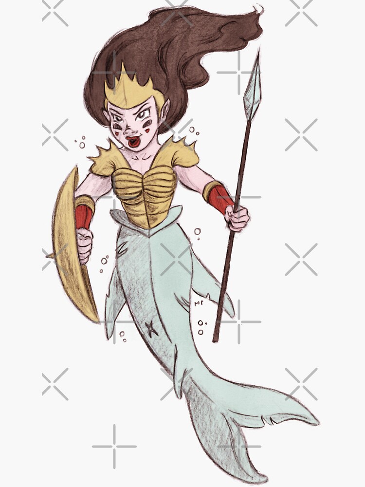 "Strong Mermaid Warrior" Sticker for Sale by VanillaMichael | Redbubble