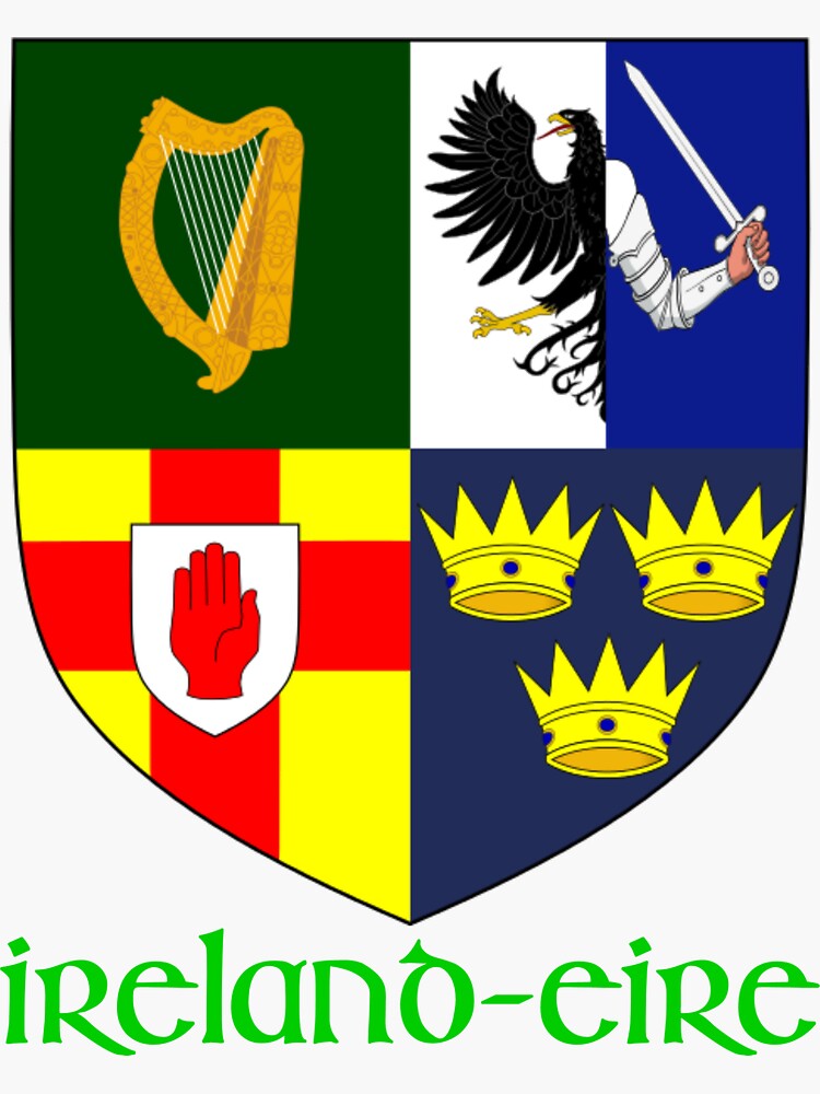 "Ireland Four Provinces Crest - Irish Heritage Emblem" Sticker for Sale ...