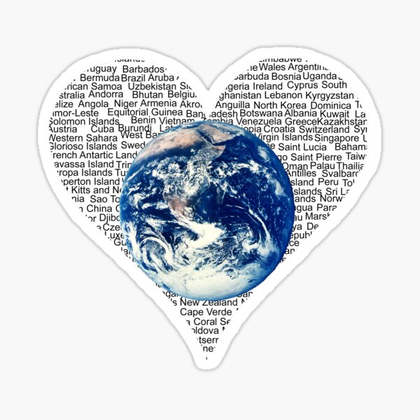 "World heart" Sticker by platypusboi | Redbubble