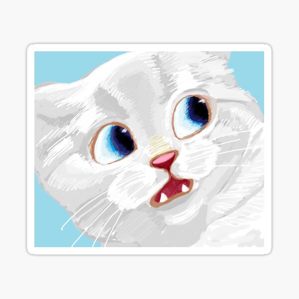 "Shocked meme cat painting" Sticker for Sale by Piper-and-Leave | Redbubble