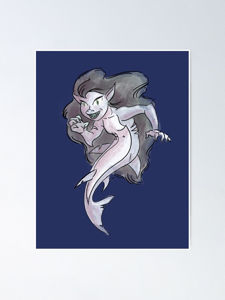 "Creepy Shark Mermaid" Poster for Sale by VanillaMichael | Redbubble
