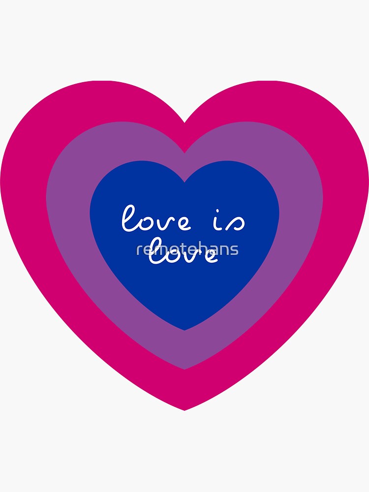 "Love is love Bi / Bisexuality Pride colours growing heart" Sticker for ...