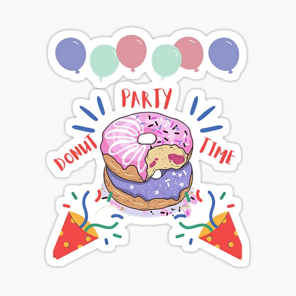 "Donut Party Time " Sticker for Sale by CraftyGemma | Redbubble