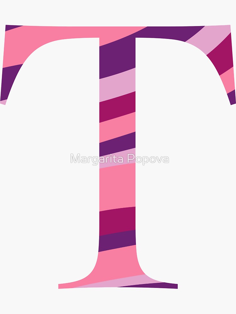 Pegatina «Letra T con rosa y morado, nombre con letra T» de ...