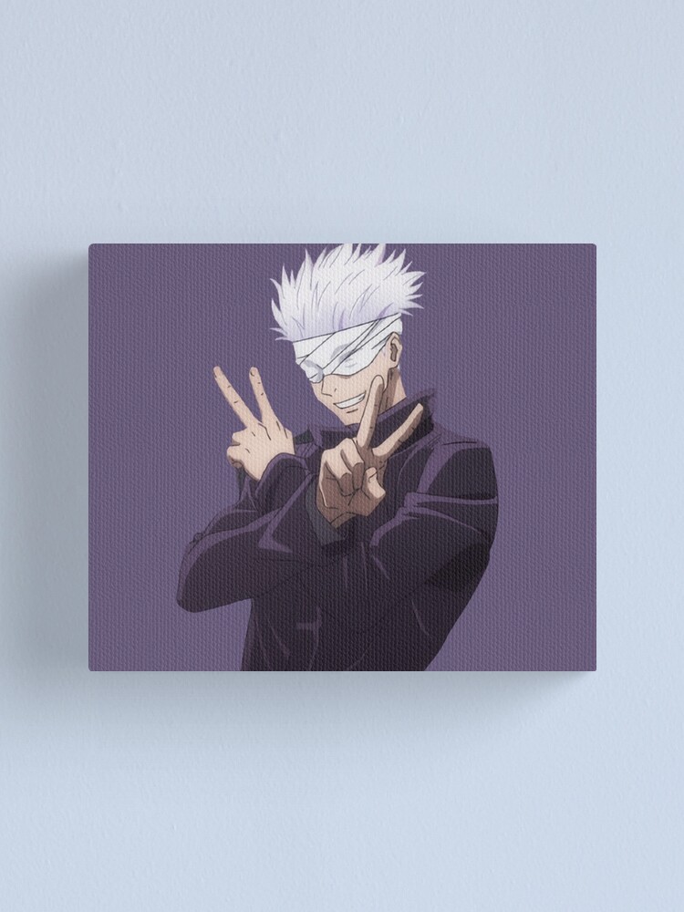 "Gojo Satoru Jujutsu Kaisen 0 Peace Sign" Canvas Print for Sale by ...
