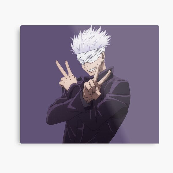 "Gojo Satoru Jujutsu Kaisen 0 Peace Sign" Metal Print for Sale by ...