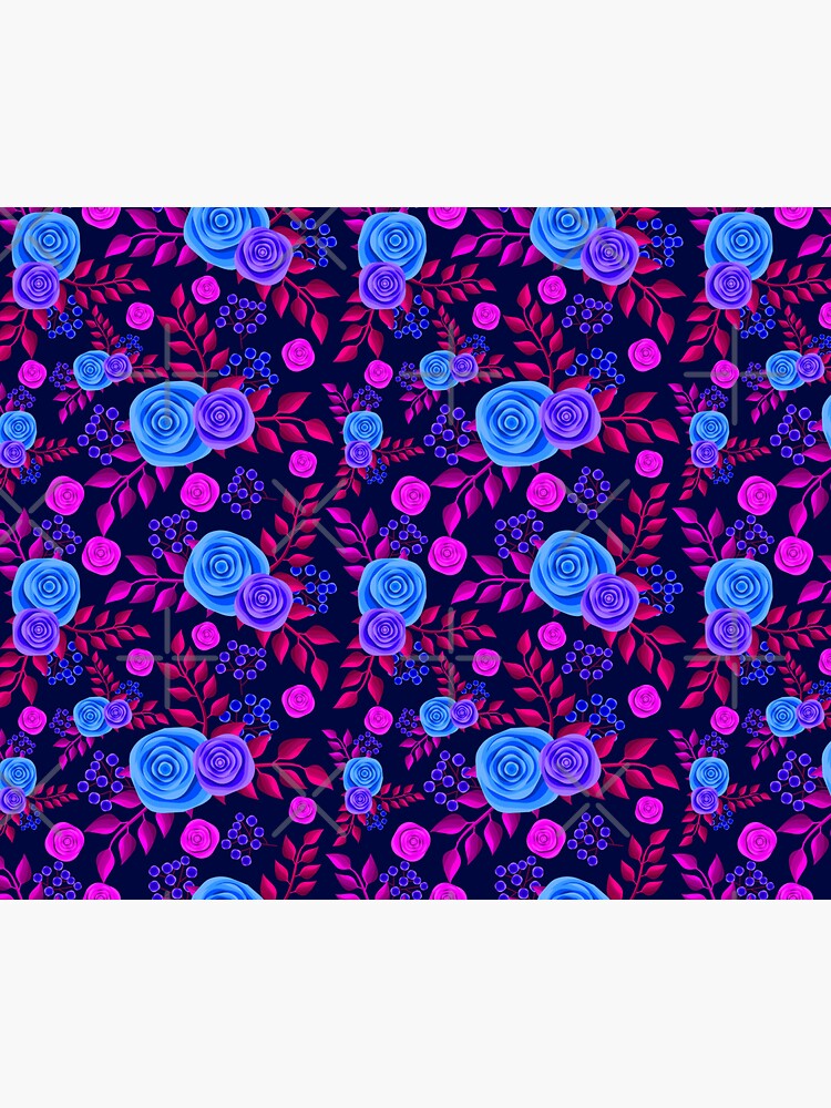 "Vintage Blue Purple Floral Blossom Pattren" Sticker for Sale by ...