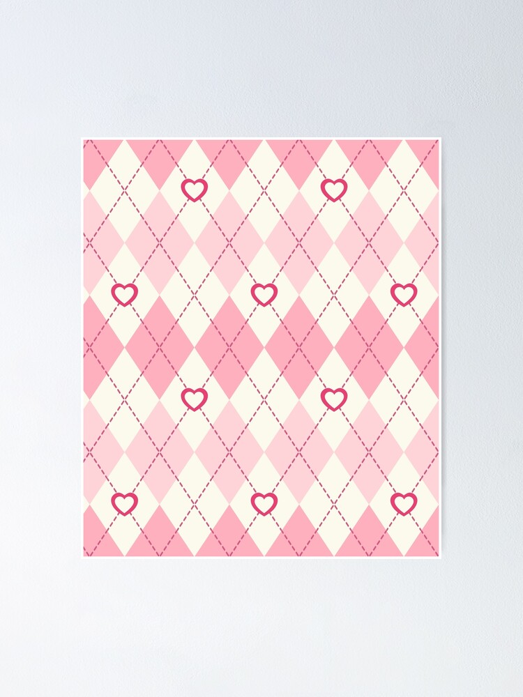 "Preppy, Aesthetic, Pink, Heart, Argyle, Checkered, Preppy Aesthetic ...
