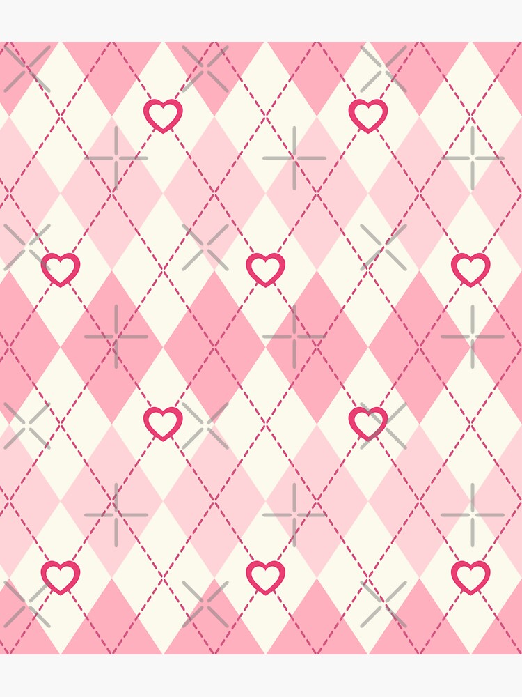 "Preppy, Aesthetic, Pink, Heart, Argyle, Checkered, Preppy Aesthetic ...