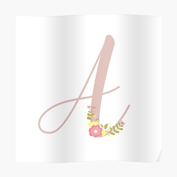 "Letter "A" Cursive- Light Pink" Poster for Sale by AlsonStudio | Redbubble