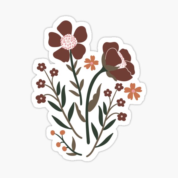 "Pink & Maroon Botanical Garden Floral Print" Sticker for Sale by ...
