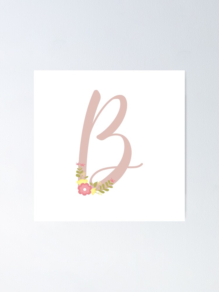 "Letter "B" Cursive- Light Pink" Poster for Sale by AlsonStudio | Redbubble