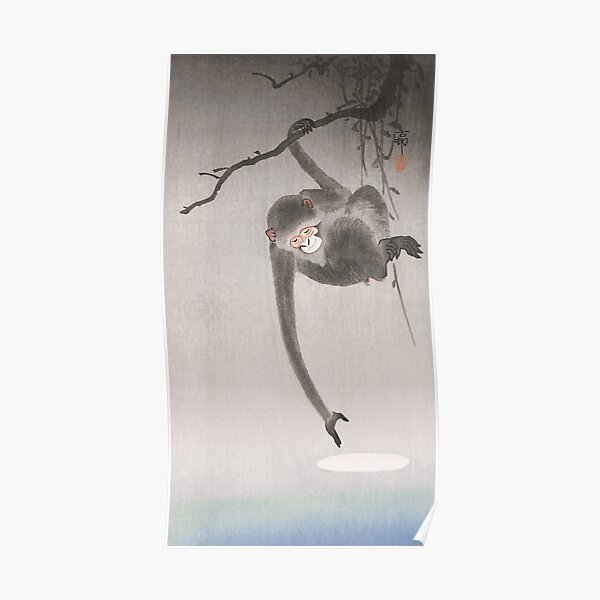 "Monkey and reflection of the moon (1900 - 1936) by Ohara Koson" Poster ...