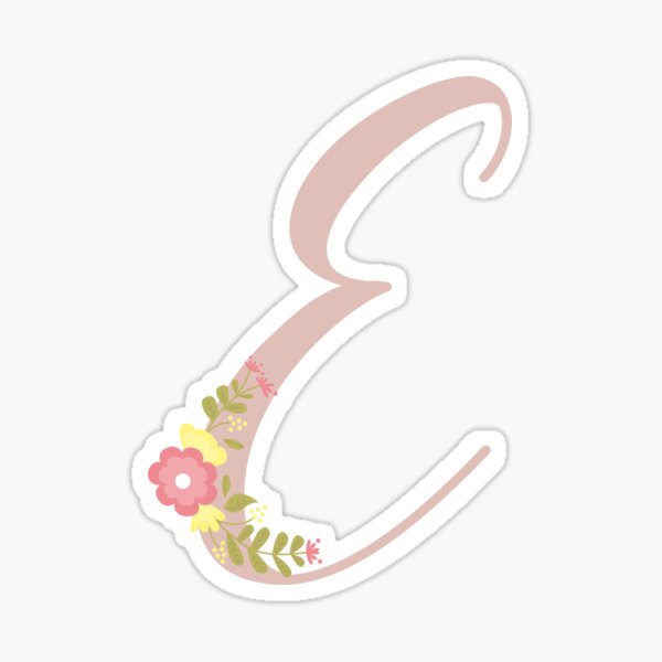 "Letter "E" Cursive- Light Pink" Sticker for Sale by AlsonStudio ...