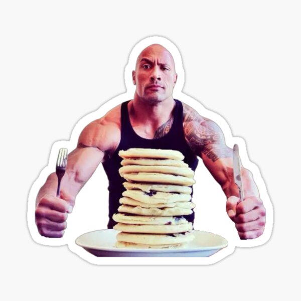 "Dwayne The Rock Eating Pancakes" Sticker for Sale by fadedroses94 ...