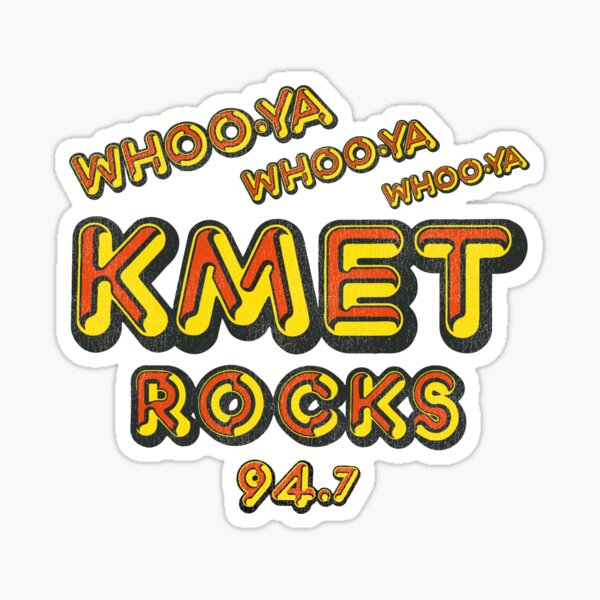 "KMET Rocks the Valley Retro Defunct LA Radio Station" Sticker for Sale ...