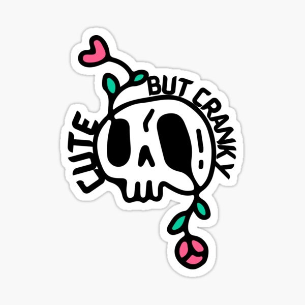 "Cute but cranky skull" Sticker for Sale by Tonickay | Redbubble