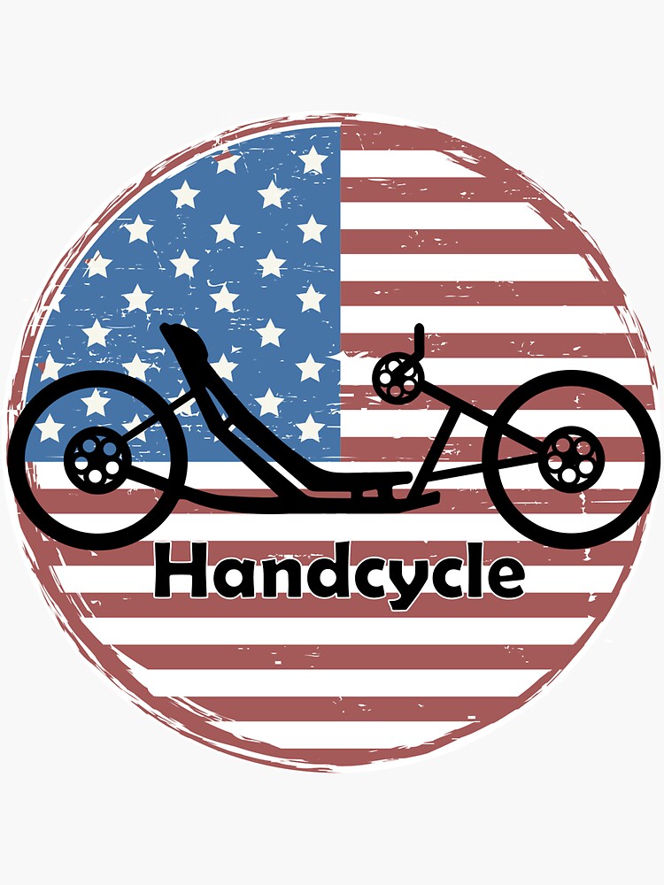 "Recumbent Life Design - Patriotic Handcycle Round" Sticker for Sale by ...