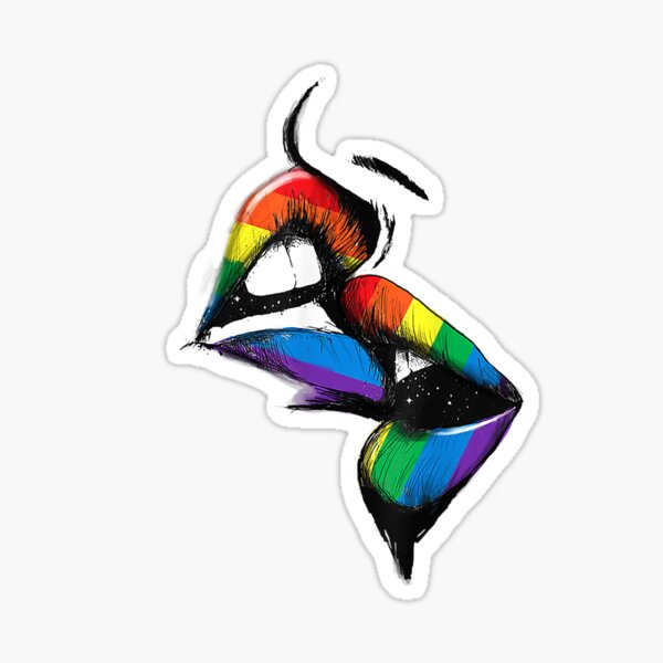Lesbian Lips Kissing Rainbow Flag Gay Pride Lgbt Sticker For Sale By Christinamauri Redbubble