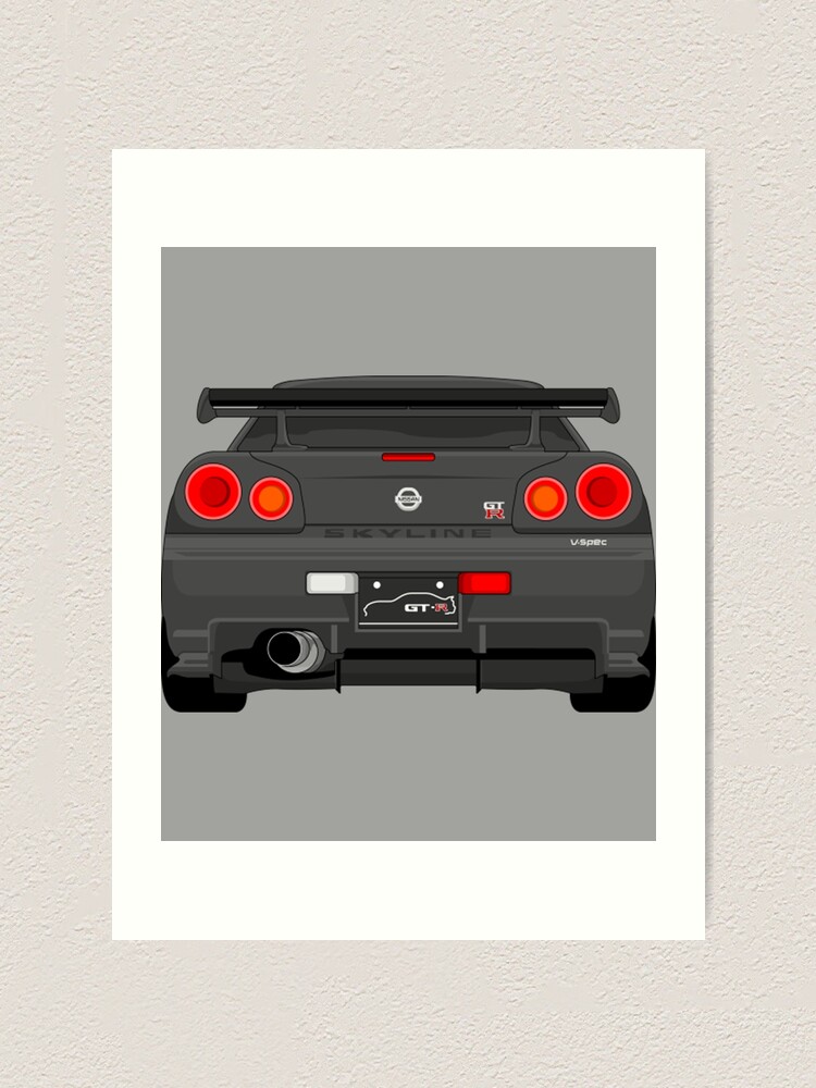 "Nissan Skyline Gtr R34 T-ShirtGTR R34 DARK-GREY" Art Print for Sale by ...