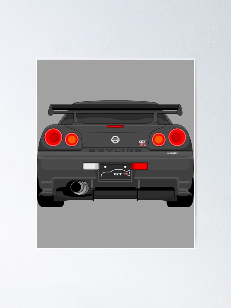 "Nissan Skyline Gtr R34 T-ShirtGTR R34 DARK-GREY" Poster for Sale by ...