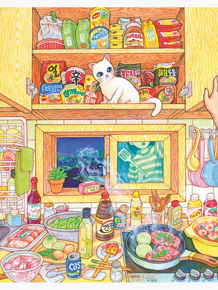 "Cooking and Cat" Poster for Sale by rowonart | Redbubble