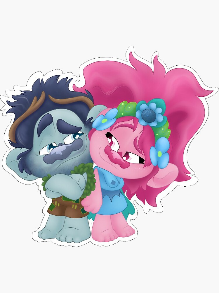 "King Branch & Queen Poppy - OpefuLee" Sticker by OpefuLee | Redbubble